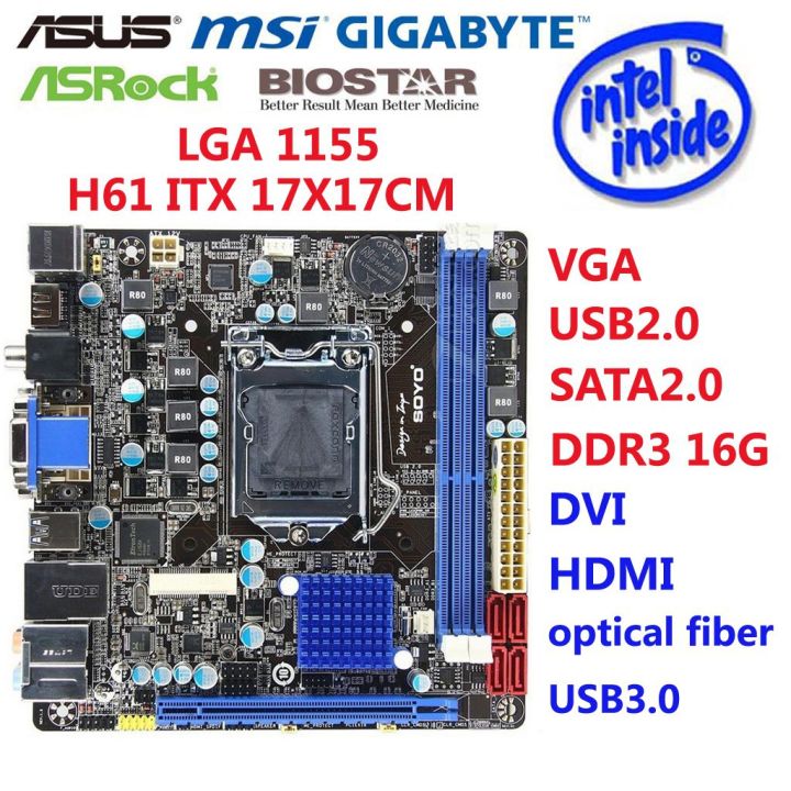 H61 Mini-itx LGA 1155 DDR3 16GB hdmi H61 motherboard itx htpc mini 17* ...