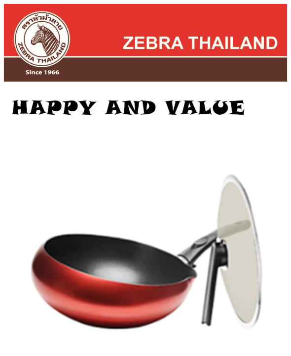 100% Original Thailand Zebra 30cm Non-Stick Fry Pan with Glass Lid ...