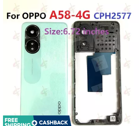 อะไหล่ตัวเรือนฝาหลังสำหรับ OPPO A58 4G CPH2577เฟรมกลาง | Lazada.co.th