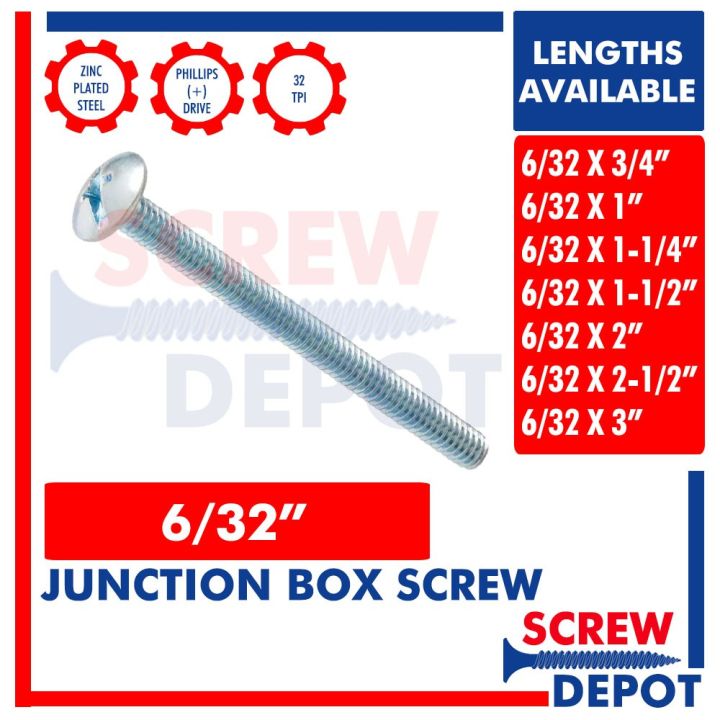 200/100PCS 6/32 Junction Screw / Utility Box Screw / Machine Screw Flat ...