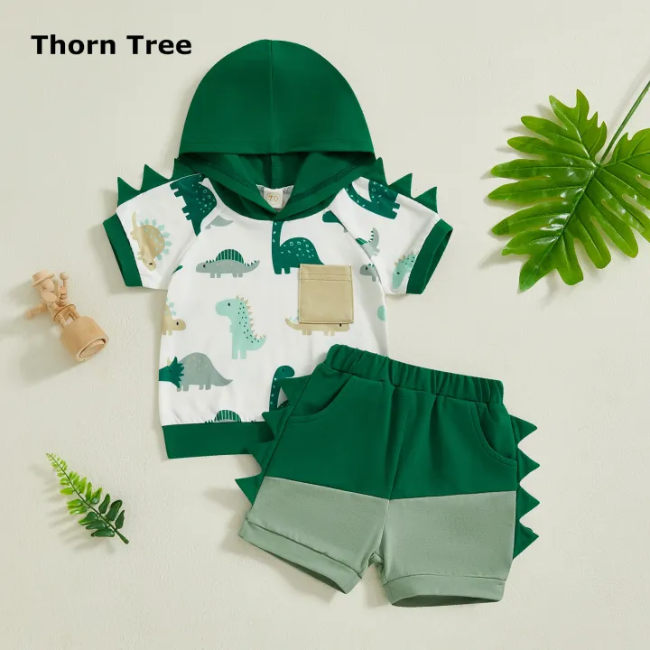 Thorn Tree 2Pcs Baby Boy Summer Outfits Short Sleeve Dinosaur Print ...