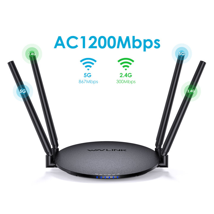 WAVLINK Wireless Router 1200Mbps, Dual Band 5GHz+2.4GHz WiFi 5 Router ...