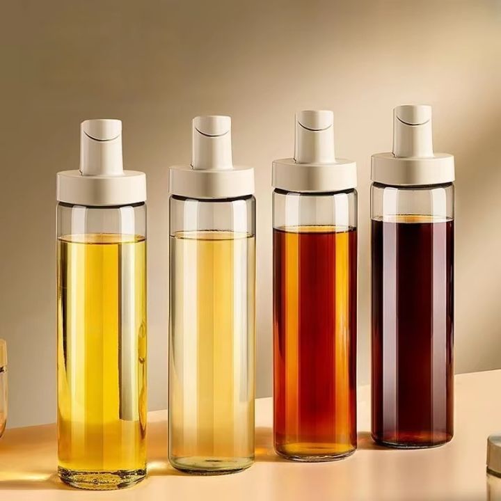 Oil Container Automatic Open Cover Glass Condiments Bottle 500ML Soy ...