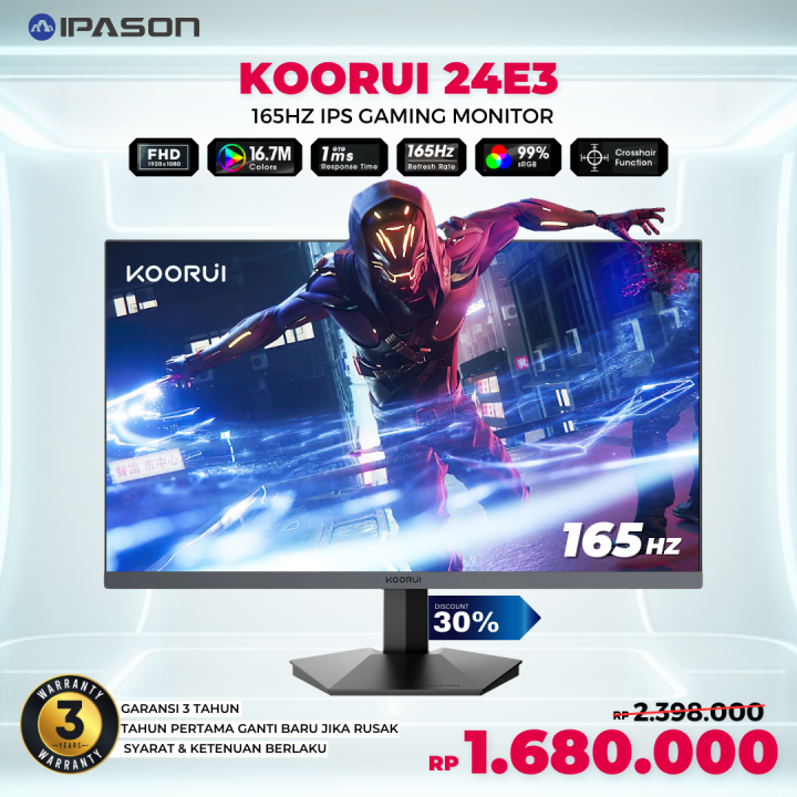 Koorui 24e3 24 Inch Fhd Gaming Monitor 165hz 1ms Ips Panel Hdmi Dp