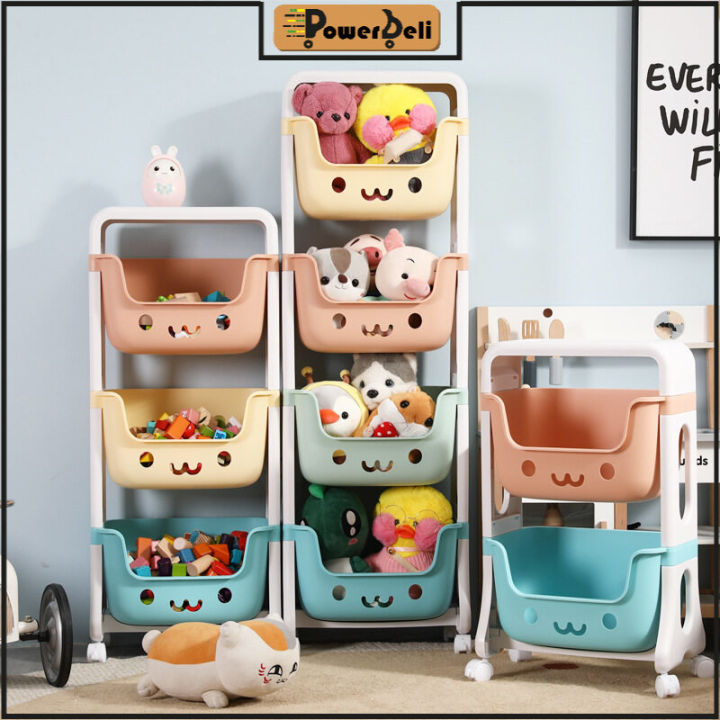POWERBELI Kids Toys Storage Trolley Multi-layer Organizer Storage ...