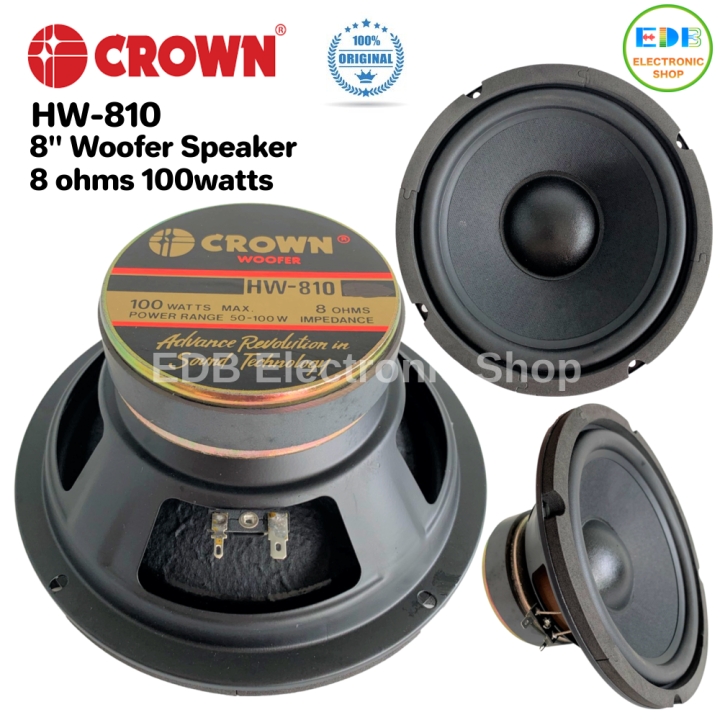 Original Crown HW-810 8" Woofer Speaker 8ohms 100watts 8inches Speaker ...