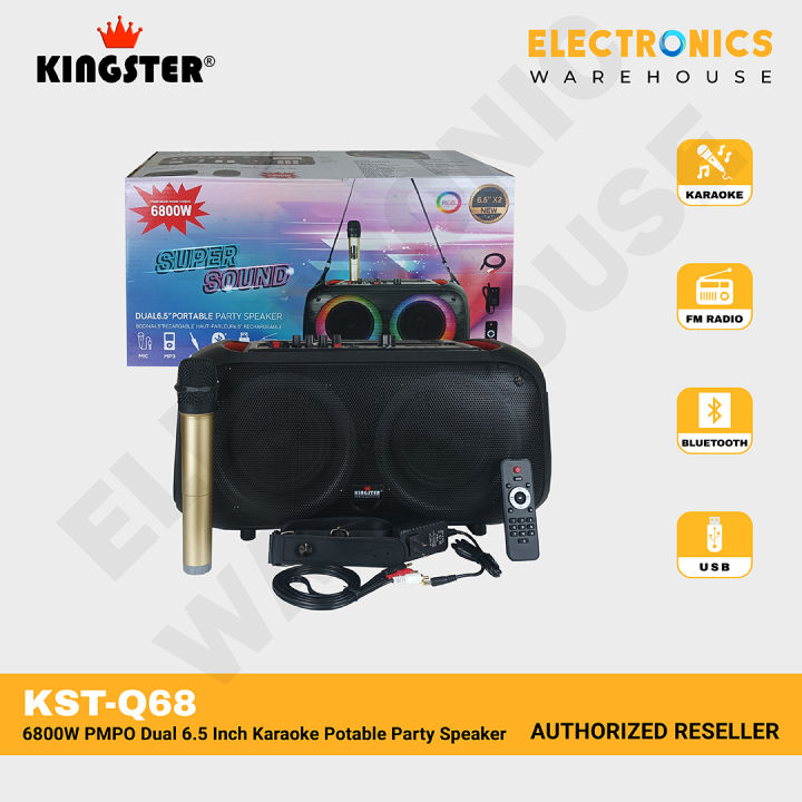 Kingster KST-Q68 6800W PMPO Dual 6.5 Inch Karaoke Portable Party ...