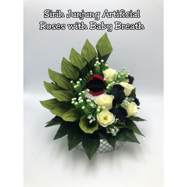 Sirih Junjung Artificial Roses With Baby Breath Bekas Cincin Gubahan