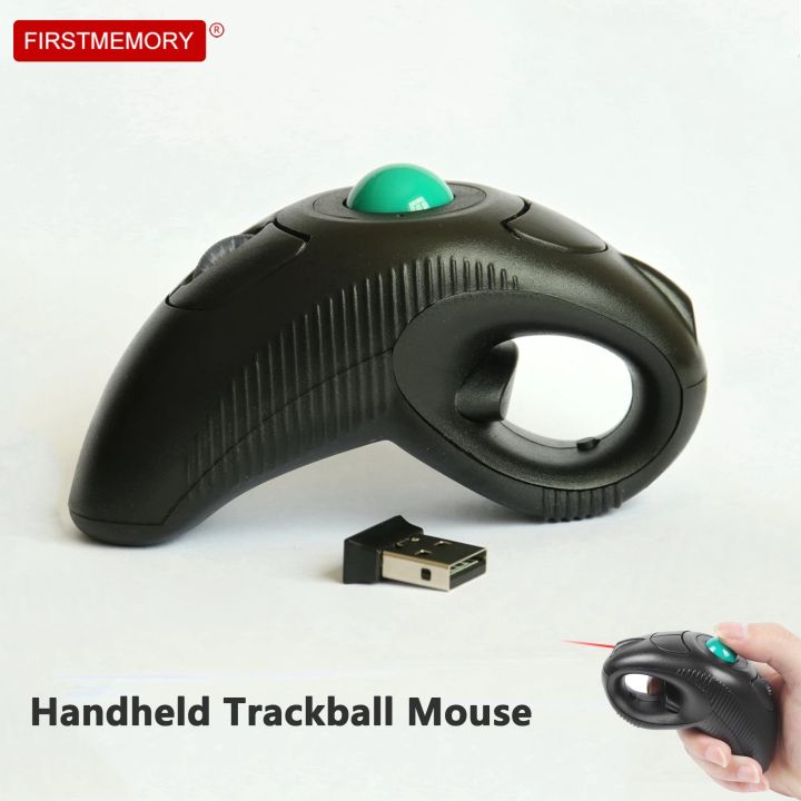 New Wireless Laser Trackball Mouse 2.4G Thumb Control Handheld Wired ...