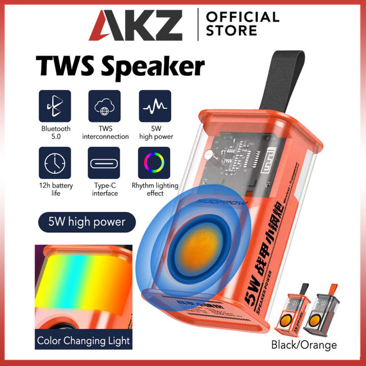 AKZ Bluetooth Speaker Transparent Mecha Wireless TWS Audio Portable 360 ...