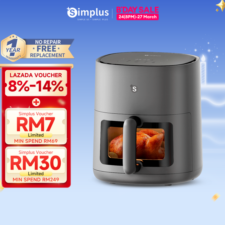 Simplus Air Fryer 5L 1450W Viewable Multi-functional Household Use Micro-steam Function ...