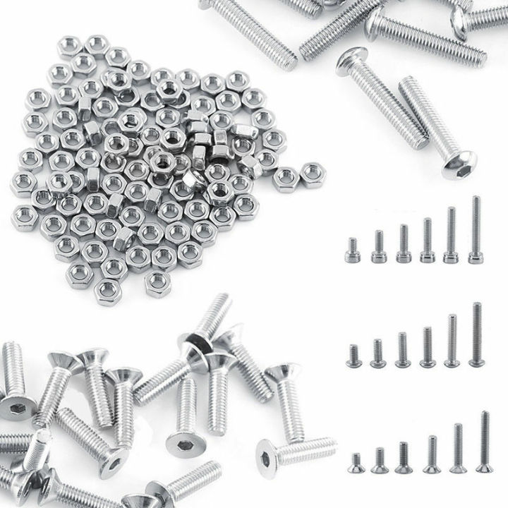 250pcs M3(3mm) A2 Stainless Steel Bolts With Hex Nuts Screws Assortment ...