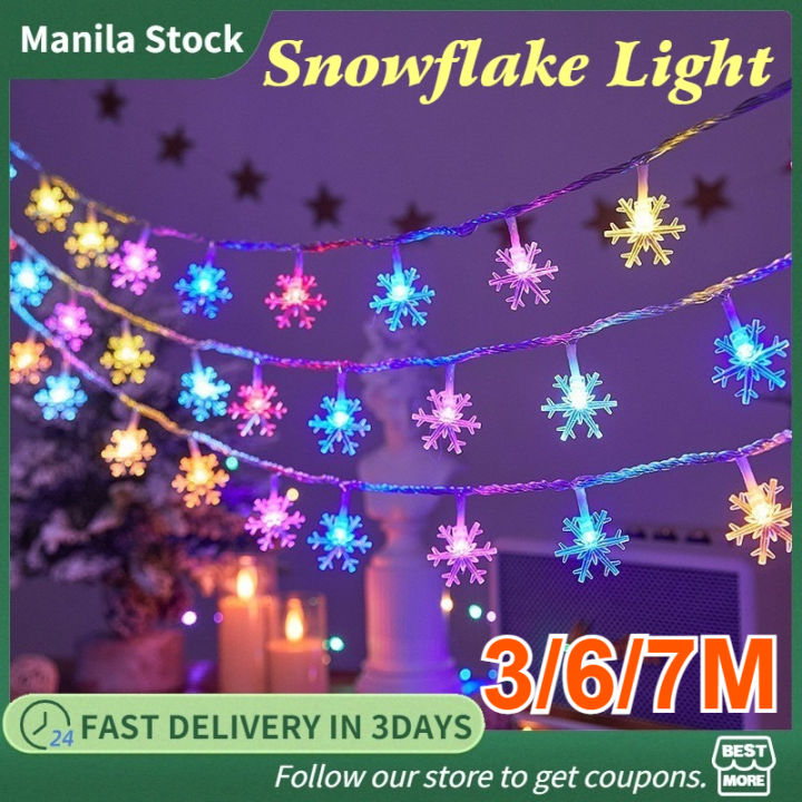 Christmas Party Decorative Snowflake String Lights Battery Powered ...