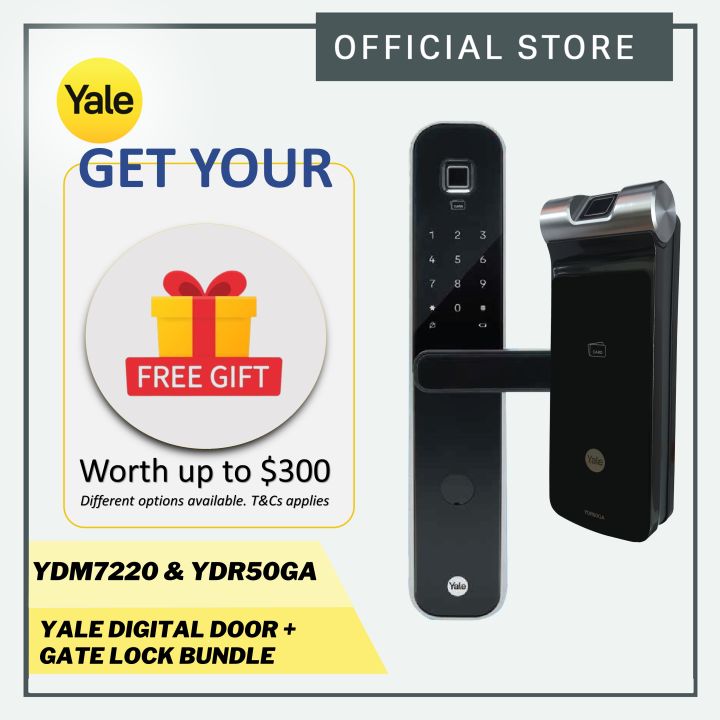 Yale YDR50GA Gate + YDM7220 Black With BioSecure Door Digital Lock ...