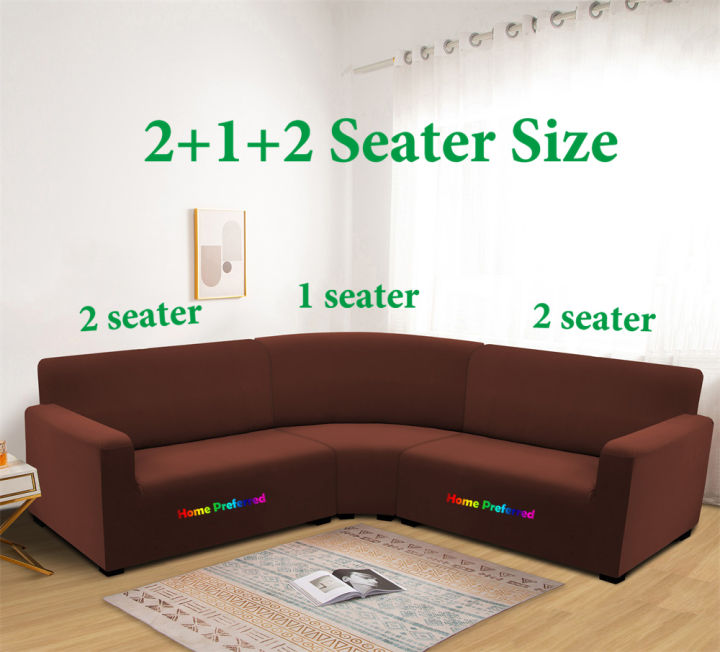 (3Pcs) 3 in 1 Corner Set Cover Sofa Cover Plain Curve Sofa Seat Cover ...