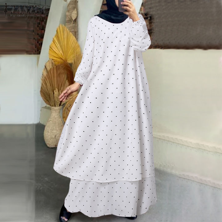 Hijabfab Zanzea Muslimah Women Muslim Abaya Kaftan Puff Long Sleeve