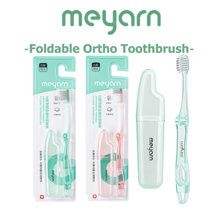 Meyarn 2 Pieces P V Boleh Dilipat Berus Gigi Orthodontik Mudah Alih Lembut Bristle Braces Berus