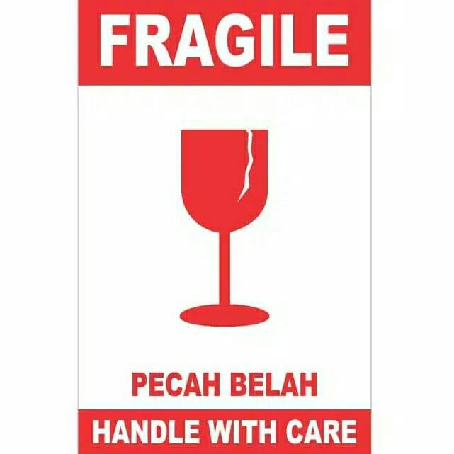 Stiker fragile ukuran 8x12cm - Isi 100pcs | Lazada Indonesia