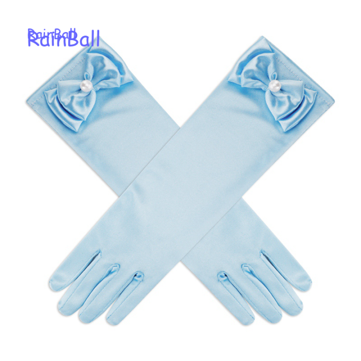 Girls Princess Long Gloves, Gorgeous Silky Satin Dress Up Costume ...
