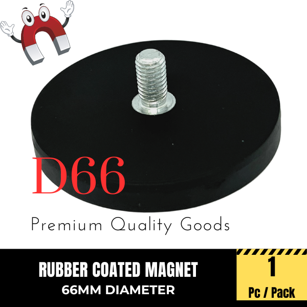 1 Piece Neodymium Rubber Coated Strong Pot Magnet ( 66mm Diameter or ...