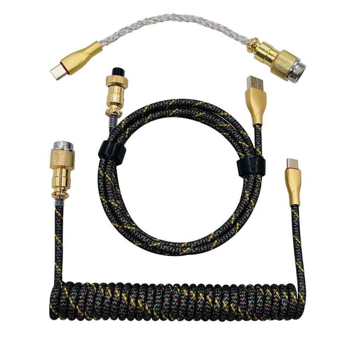 Type C USB Cable Mechanical Keyboard Coiled Spring Wire Aviator Data ...