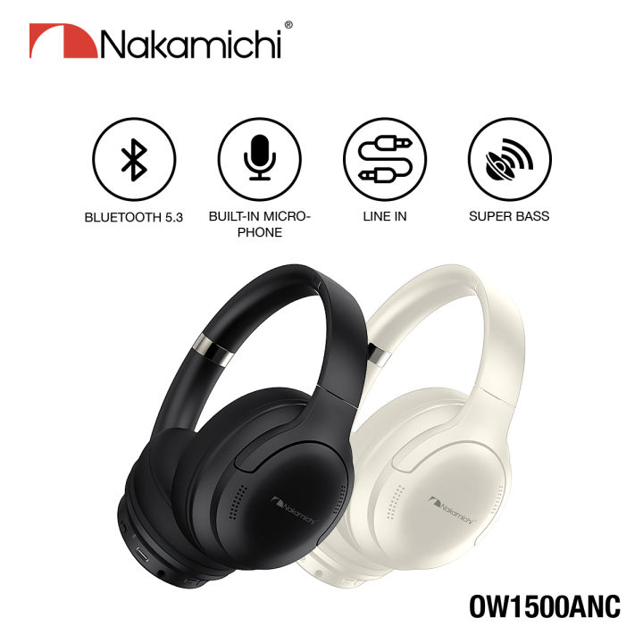 Nakamichi OW1500ANC Active Noise Cancelling Wireless Headphone ANC HD ...