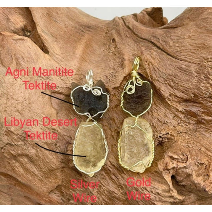 Natural Raw Agni Manitite With Libyan Desert Tektite Pendant available ...