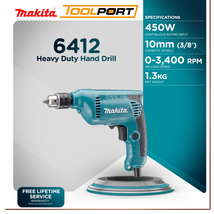 Makita 6412 Heavy Duty Hand Drill 3/8" ( 450W ) [ TOOLPORT ] | Lazada PH