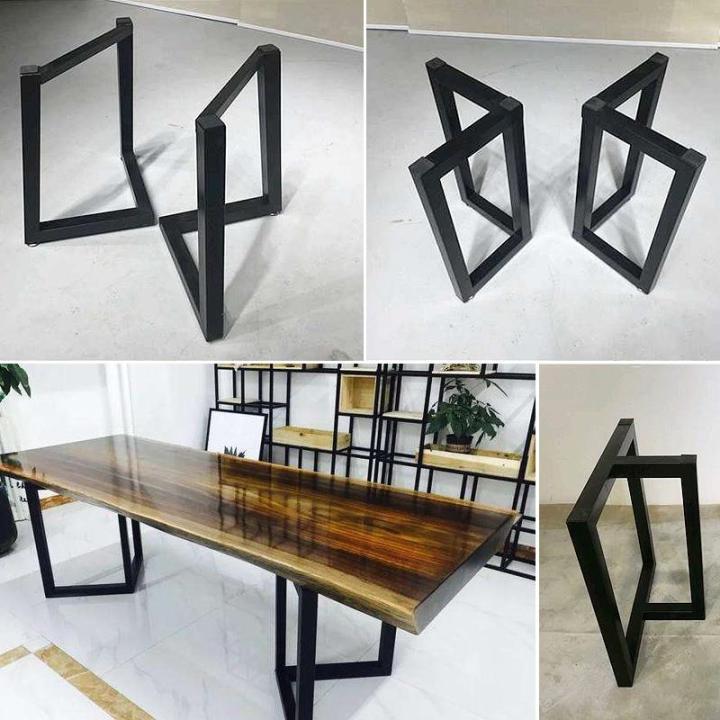 Wrought iron table leg support metal large plate table frame conference ...