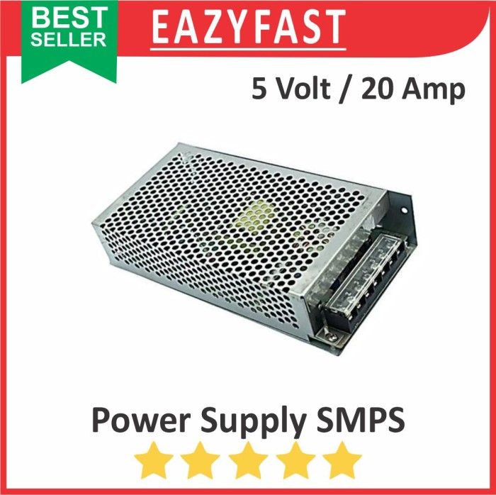 PSU SMPS DC 5V 20A Power Supply Switching 5 V Volt 20 A Ampere Adaptor Trafo Jaring Regulator ...