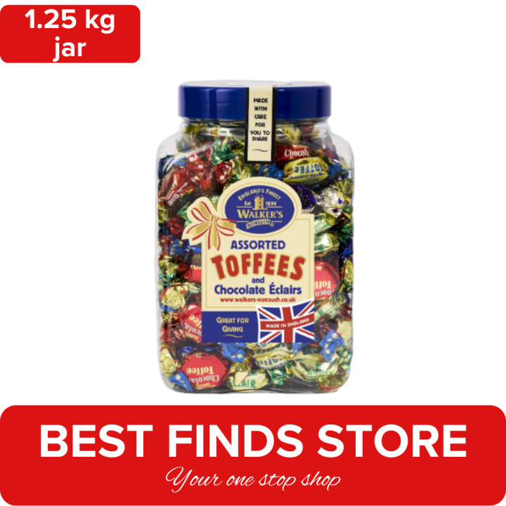 WALKERS NONSUCH Assorted Toffees and Chocolate Eclairs Jars 1.25 kg ...