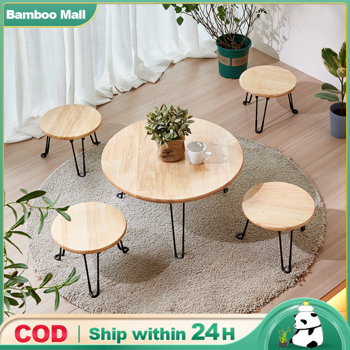 Round Table Metal Solid Wood 50/60/70/80CM Coffee Table | Lazada PH