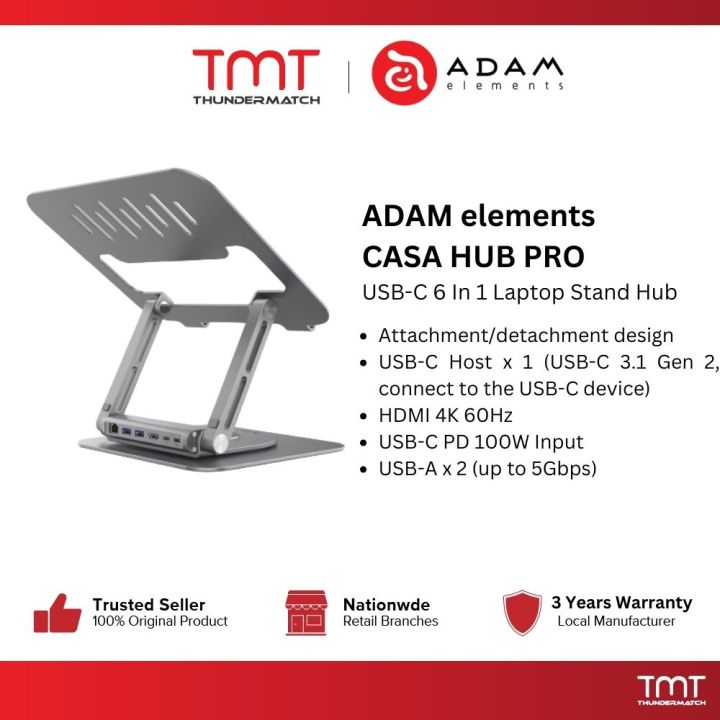 ADAM elements CASA Hub Stand Pro 6in1 Multiport Laptop Stand Hub for M2/M1 Mac, iPad & Laptop ...