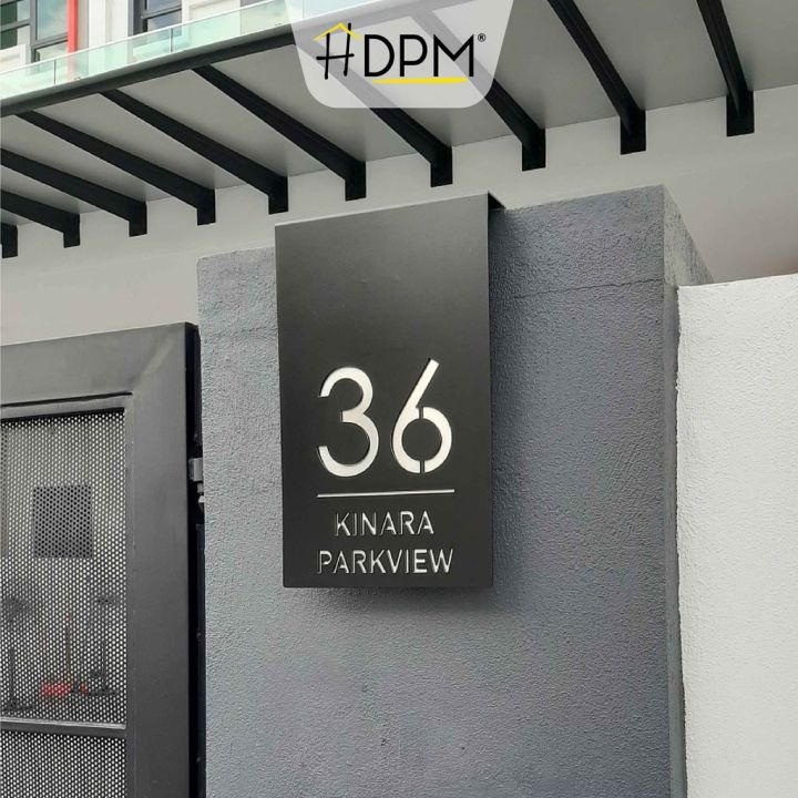 Modern Solid Heavy Metal Floating House Number Plate Address Sign ...