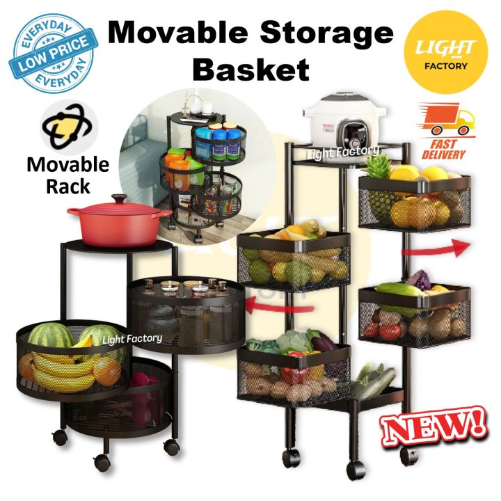 Stainless Steel Kitchen Vegetable Rotating Rack Movable Fruit Storage ...