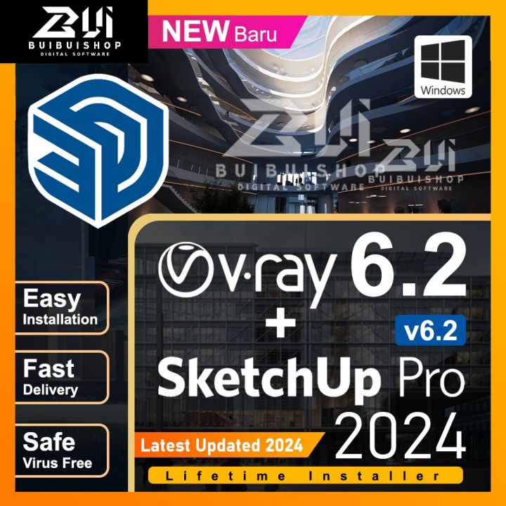 Sketchup Pro 2024 / Vray 6.2 / Vray Material Library / ENSCAPE 3.5 + Asset Library Windows ...