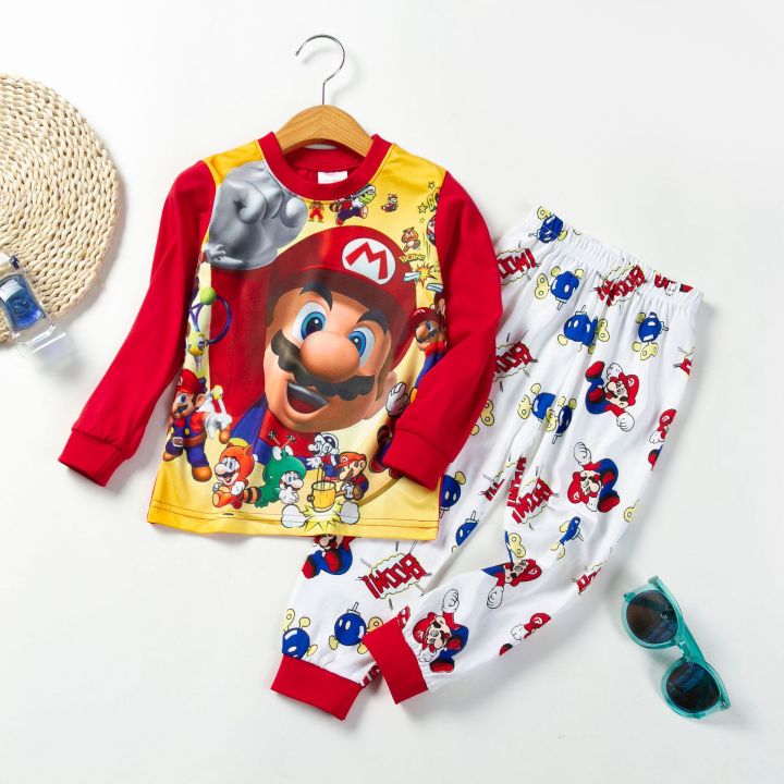 Cartoon Kids Toddler Boys Super Mario Cotton Sleepwear Nightwear ...
