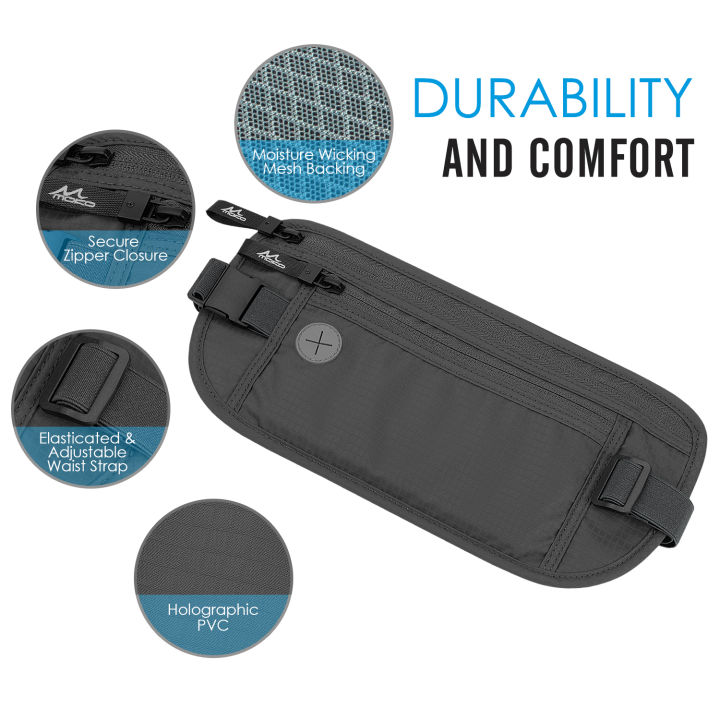 MoKo Secure Travel Money Belt, Undercover Hidden RFID Blocking Travel ...