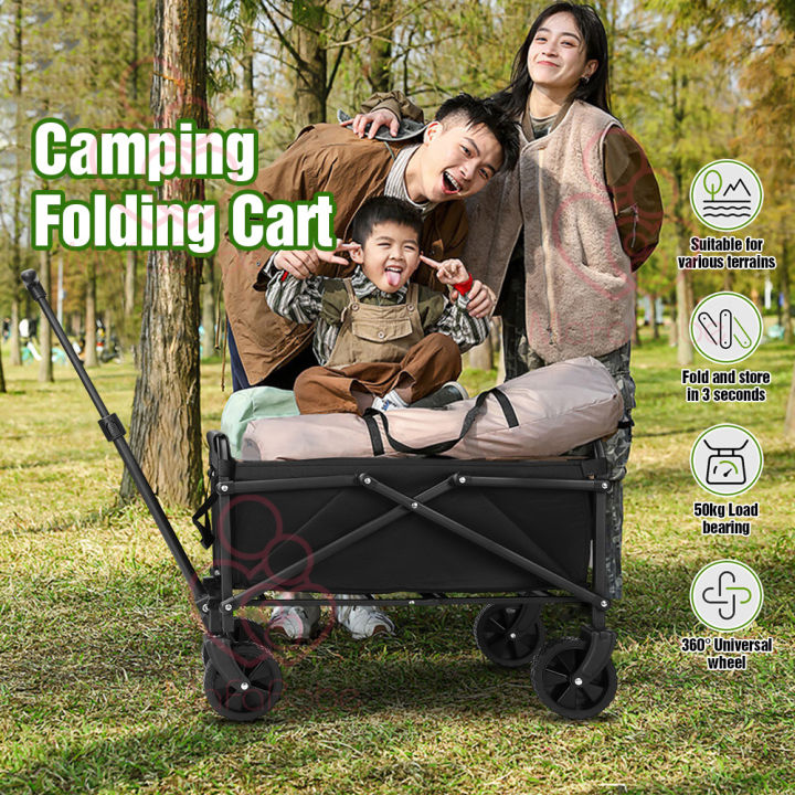 Ready Stock】Outdoor Utility Wagon trolley Carts Folding Beach Garden ...
