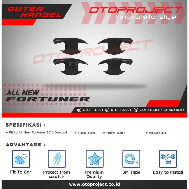Otoproject - Outer handle Premium Matte Black Toyota All New Fortuner ...