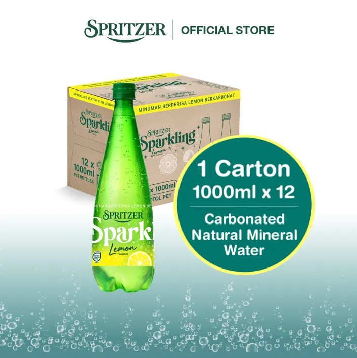 Spritzer Sparkling Natural Mineral Water With Lemon (1000ML X 12) | Lazada