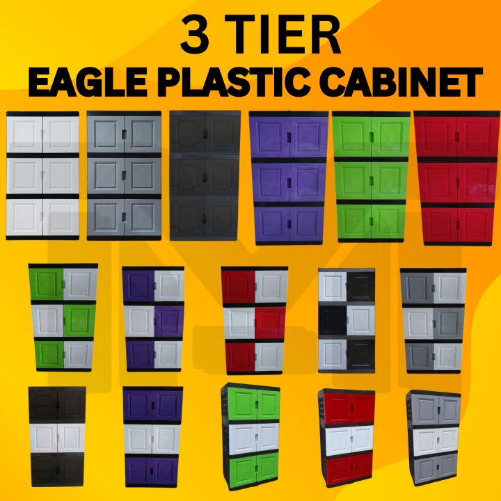 0001 EAGLE BRAND Storage Cabinet 1,2,3 Tier MIX COLOUR / Plastic ...