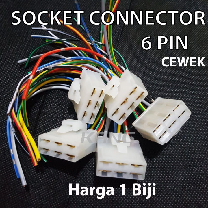 SOKET SOCKET MOTOR MOBIL KONEKTOR 6 PIN (TERMASUK SKUN DAN KABEL) BAHAN ...