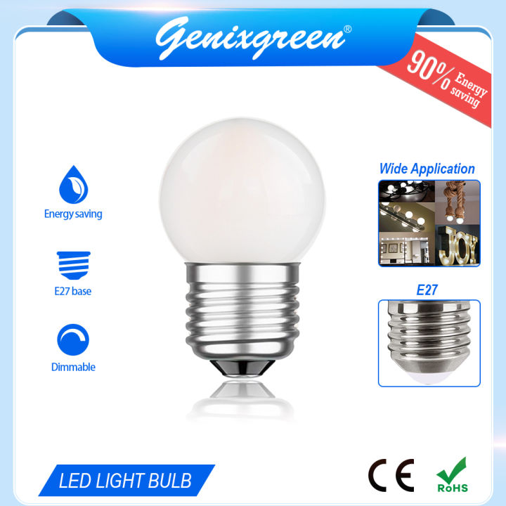 Genixgreen E27 Mini Frosted LED Filament Bulbs 1W G40 Energy Saving ...