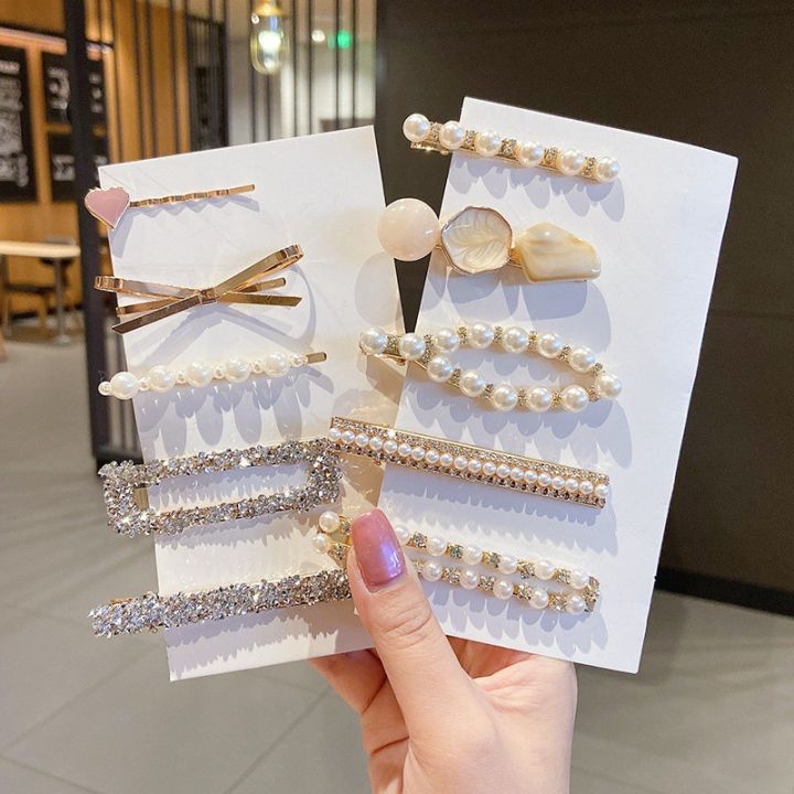 Hanni. Korean 5PCS Elegant Pearl Diamond Hair Clip Set Fashion Simple ...