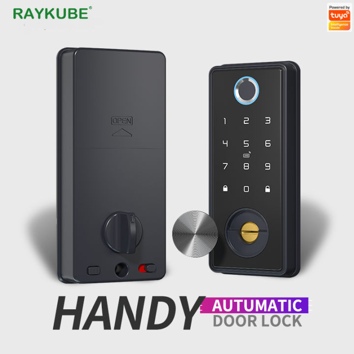 RAYKUBE T1 Black Smart Fingerprint Deadbolt Lock Tuya WiFi APP Remote ...