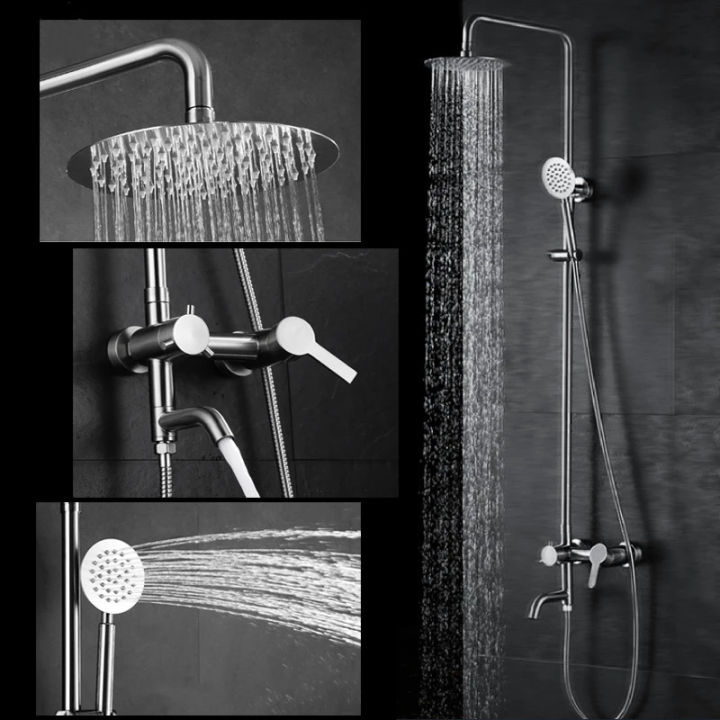 VARIER 304 Stainless Steel Bathroom Square Matte White Shower Set for ...