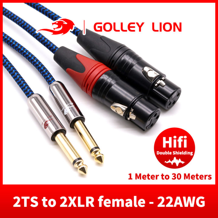 GOLLEY LION XLR Female to 1/4 Inch TS Cable Dual XLR 3 Pin Female to ...