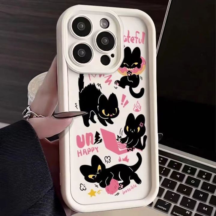 Cartoon Black Cat Case for Samsung Galaxy S24 S23 S22 Ultra S21 Plus ...