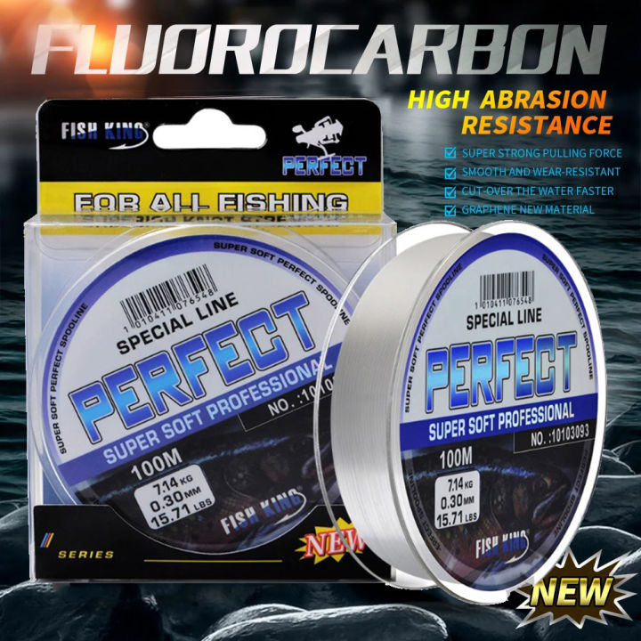 100M 4.14LB-34.32LB FluoroCarbon Leader Line Anti-Curl Carbon Fiber ...